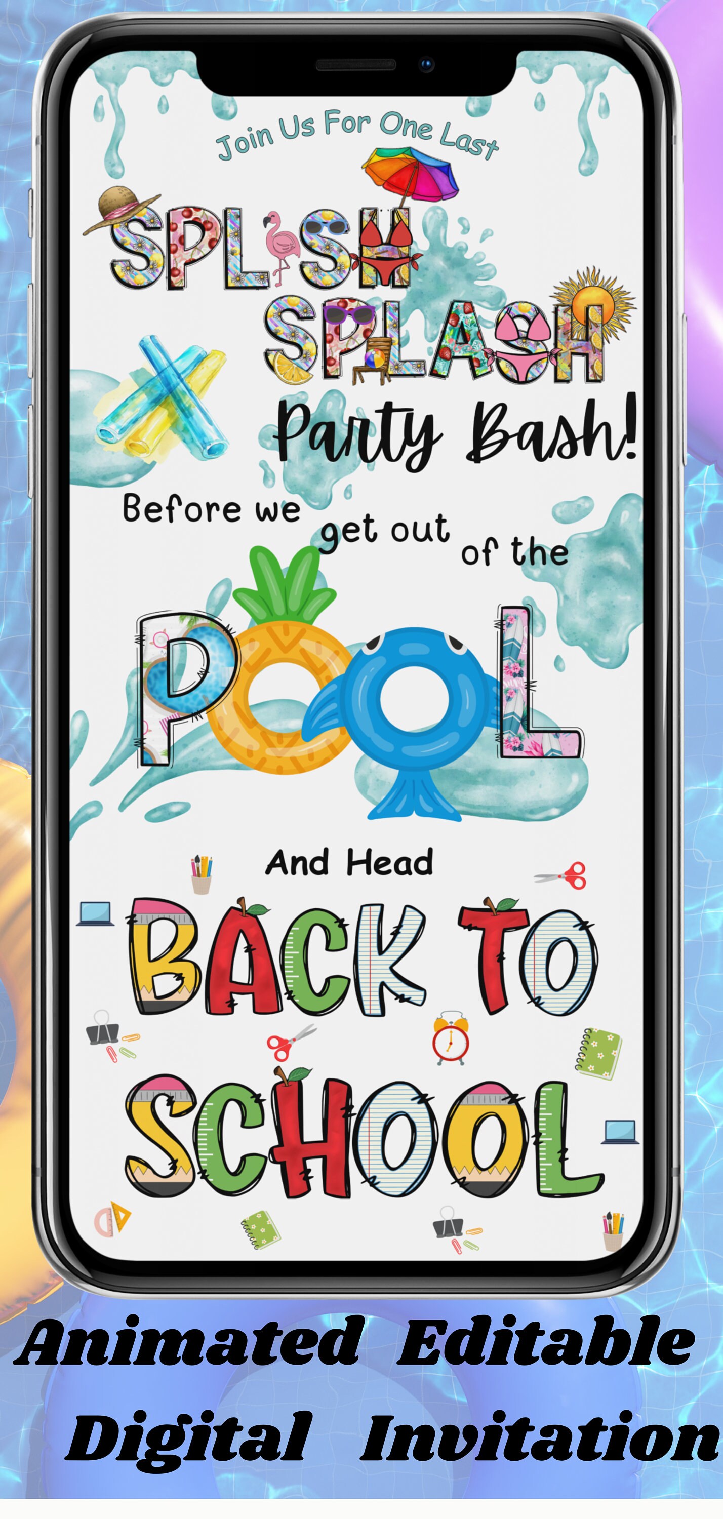 Back to School Pool Party Invitation End of Summer Pool Party ...