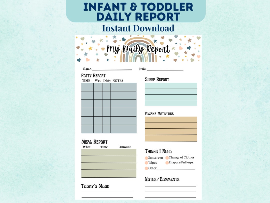 Caregiver Daily Log Infant Daily Report Caregiver Checklist Toddler ...
