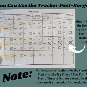 Cataract Eye Drop Schedule for Cataract Surgery Medication Tracker Eye ...