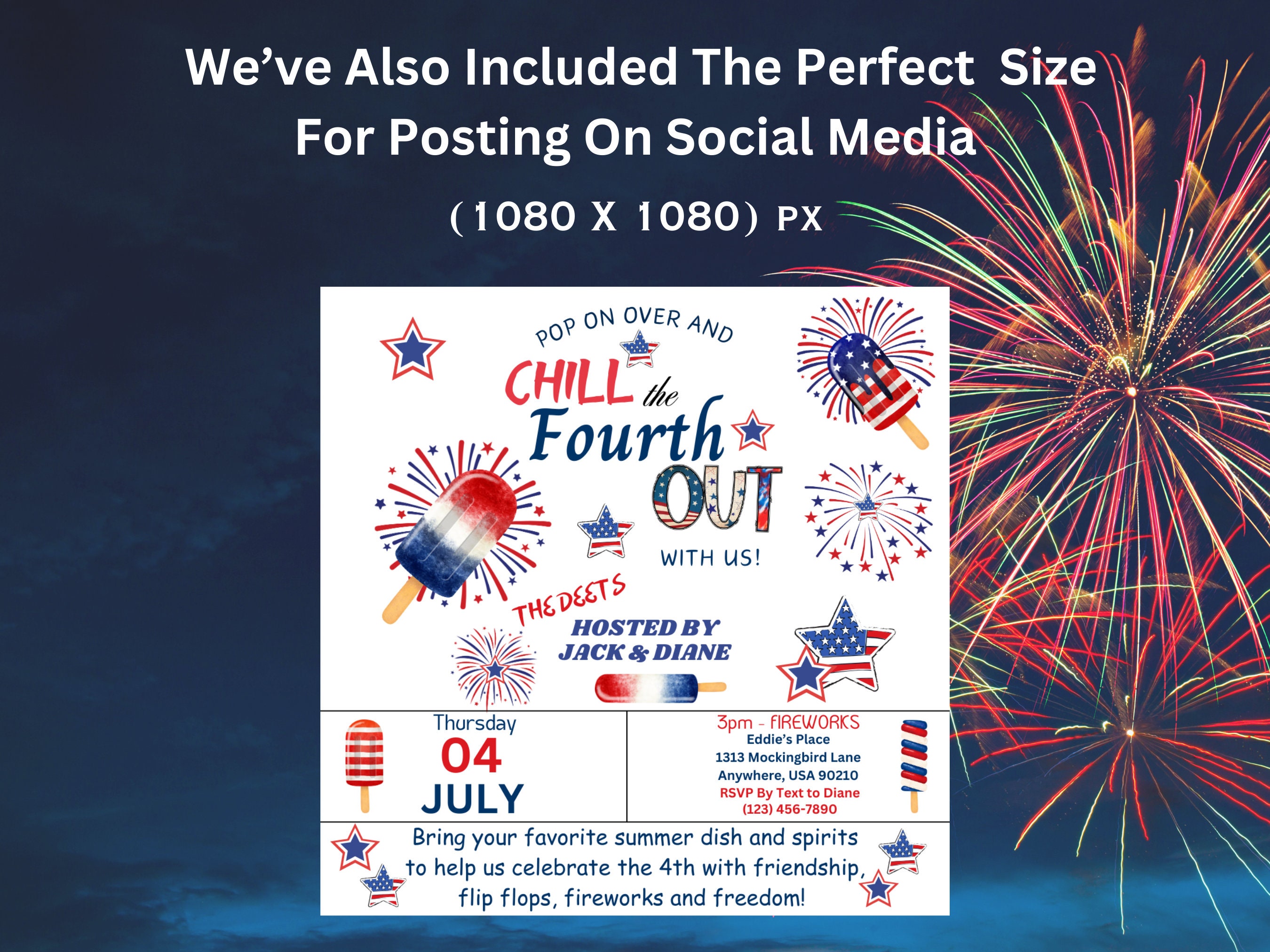 Independence Day Invitation 4th of July Invitation Digital 4th of July ...