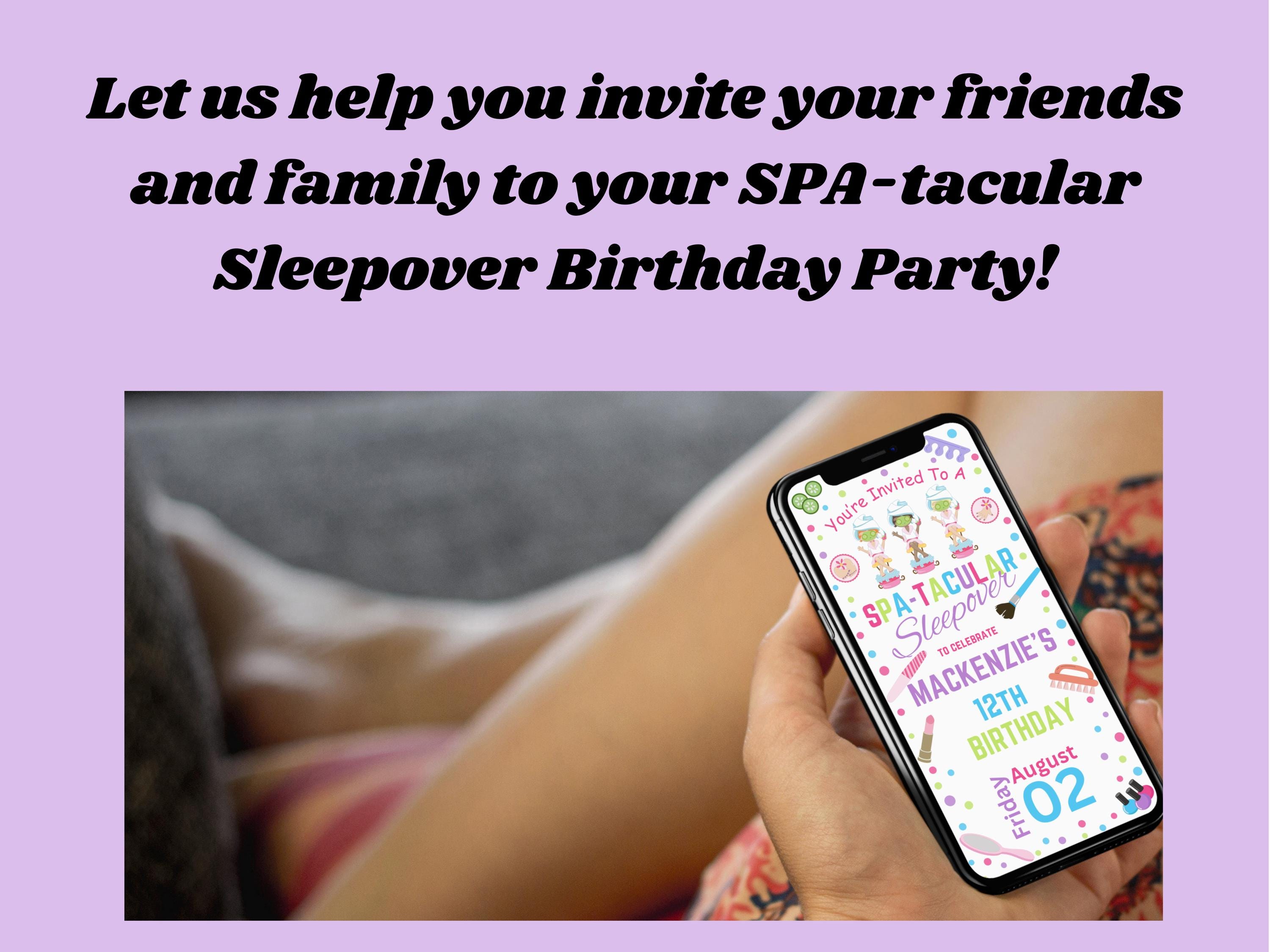 Spa Sleepover Party Invitation Digital Spa Birthday Party Animated Spa ...