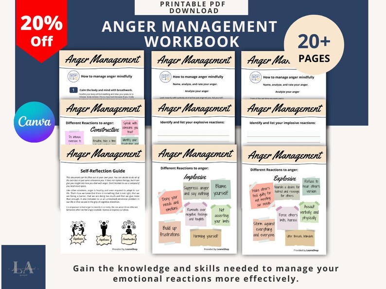 Anger Management Workbook, Mental Health Worksheets, Self Help Journal ...