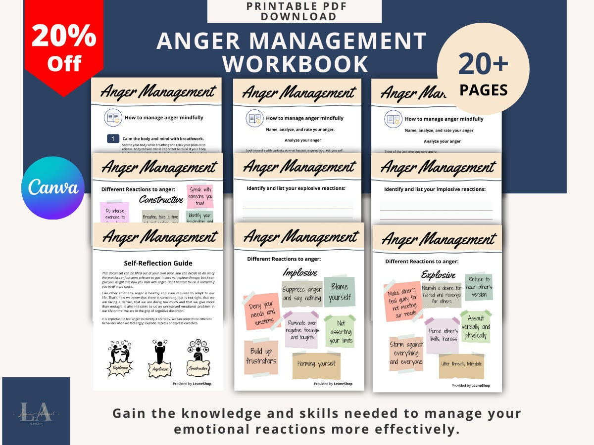 Anger Management Workbook, Mental Health Worksheets, Self Help Journal ...