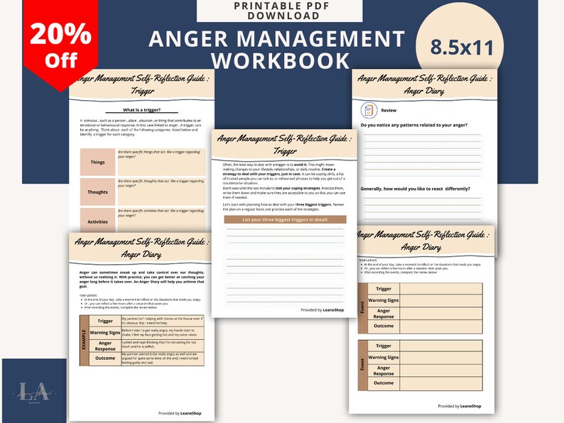 Anger Management Workbook, Mental Health Worksheets, Self Help Journal ...