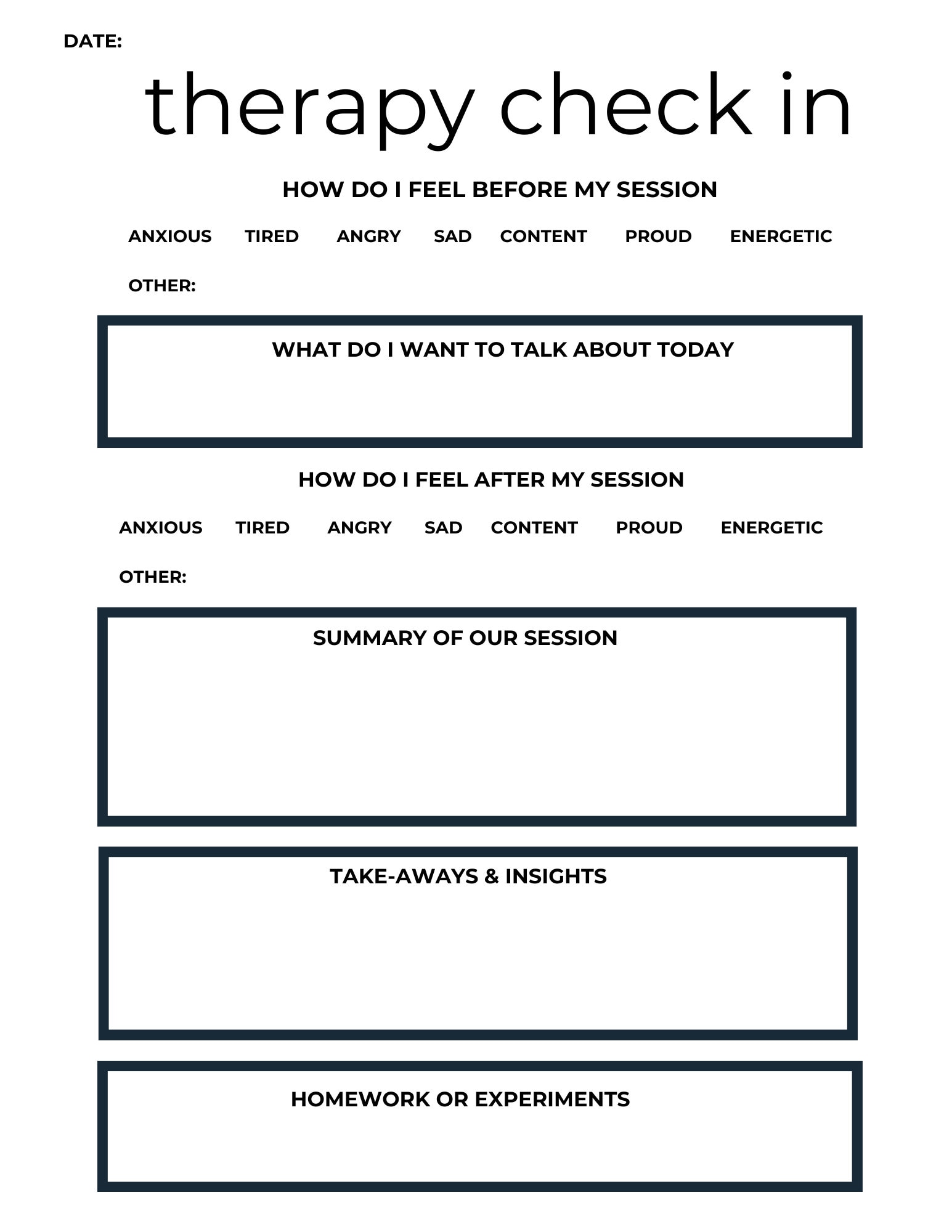Therapy Session Check In: Digital Download Journal Prompt and Tracker ...
