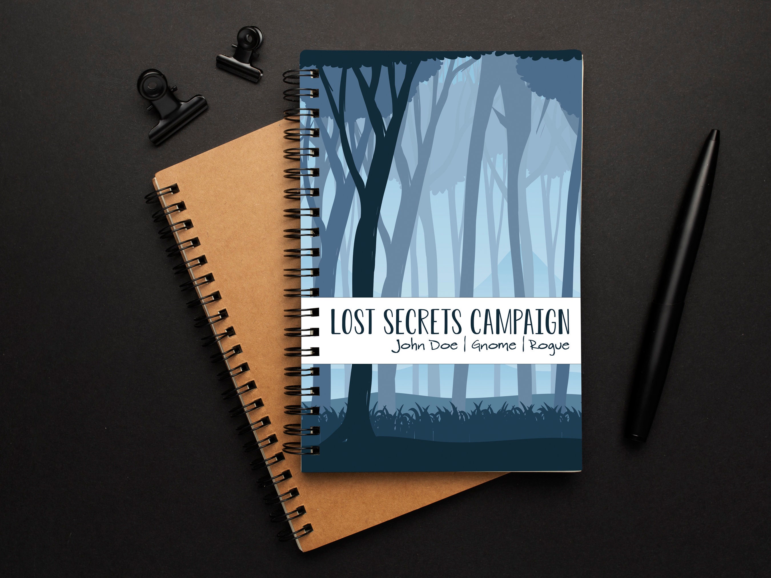 Custom Campaign Journal | Dungeons and Dragons 5e | Blue Woods | Spiral ...