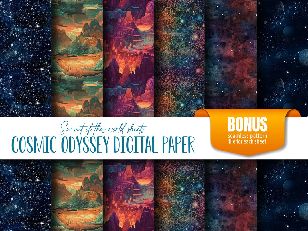 Digital Paper | Cosmic Odyssey Theme | Celestial Crafting Delight ...
