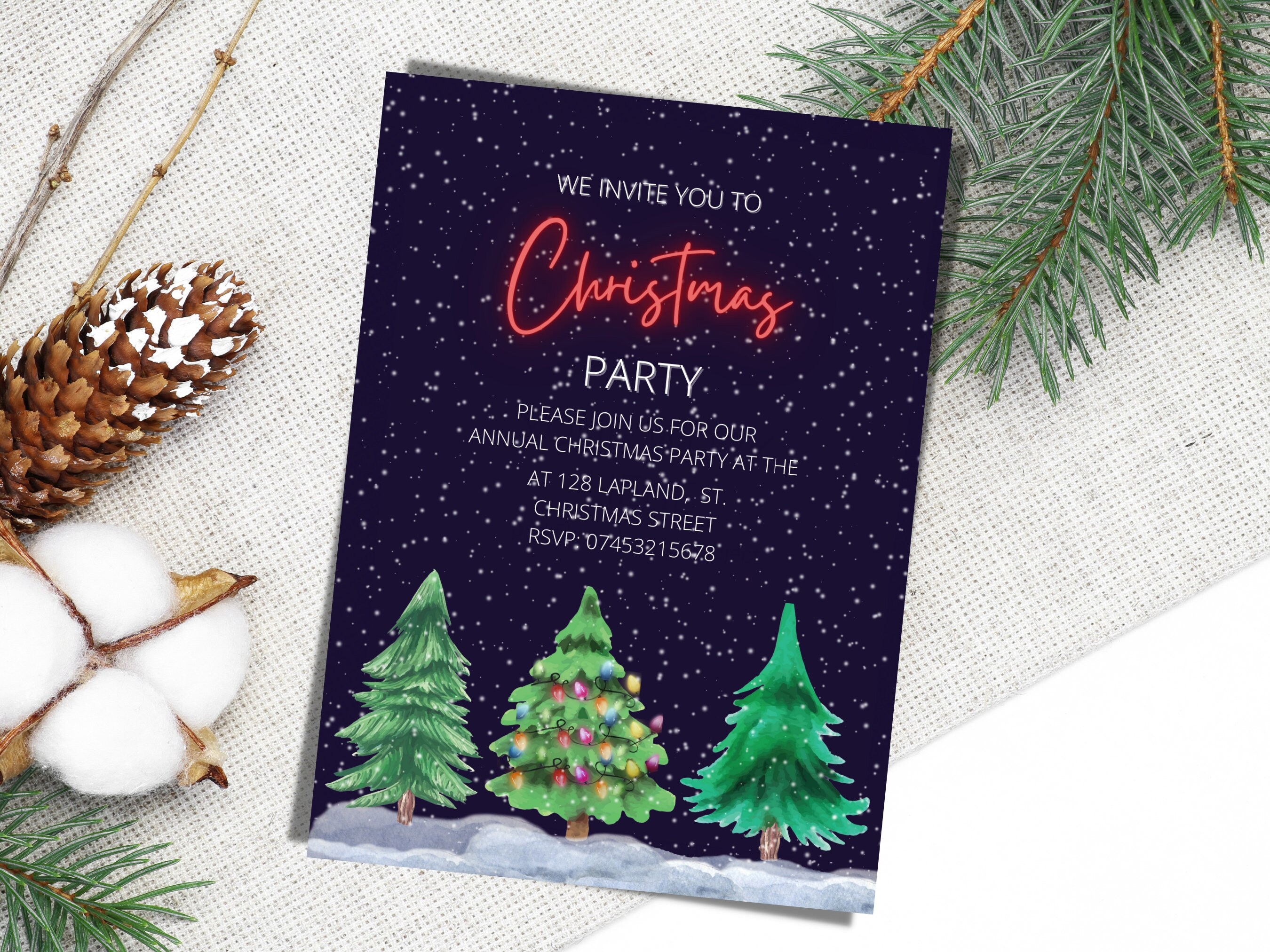 Editable Christmas Party Invitation: Printable Holiday Invite (5x7) - Etsy