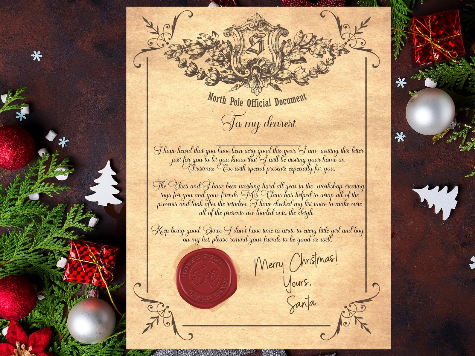 Instant Download Editable Santa Letter and Nice List Certificate ...