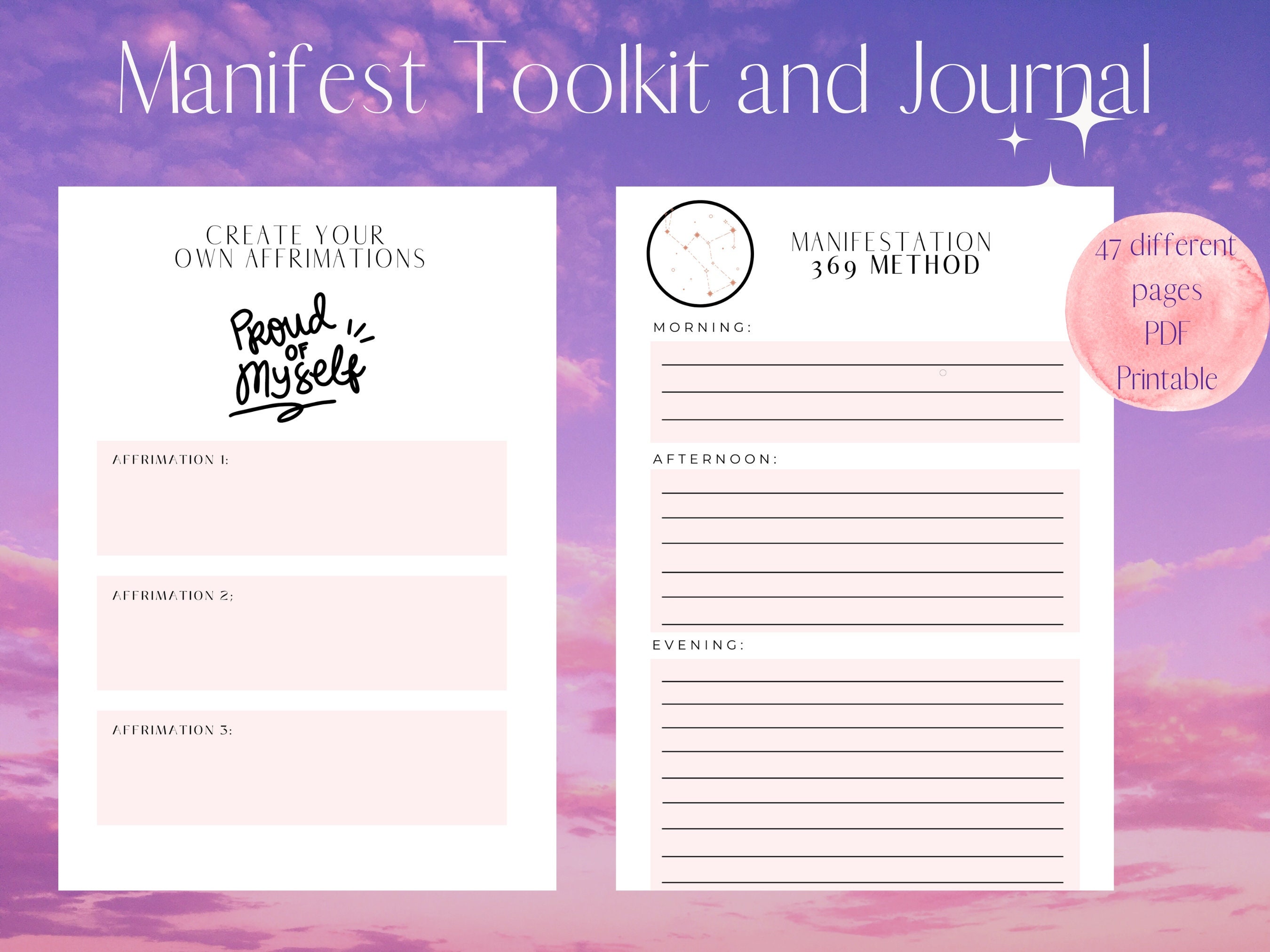 Manifestation Planner Printable Dream Journal Digital Spirituality ...