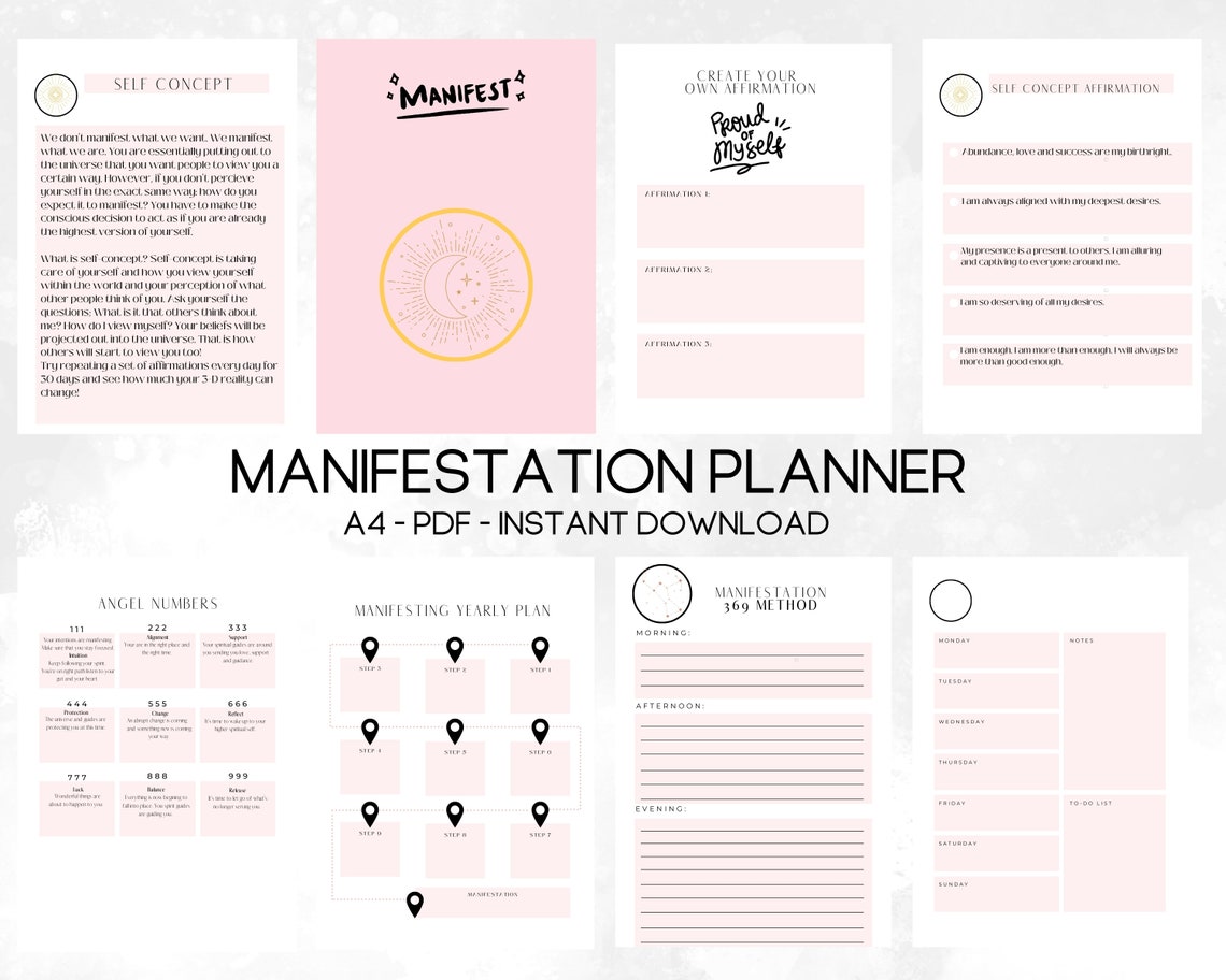 Manifestation Planner Printable Dream Journal Digital Spirituality ...