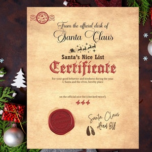 Instant Download Editable Santa Letter and Nice List Certificate ...