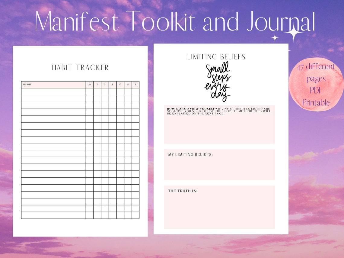 Manifestation Planner Printable Dream Journal Digital Spirituality ...