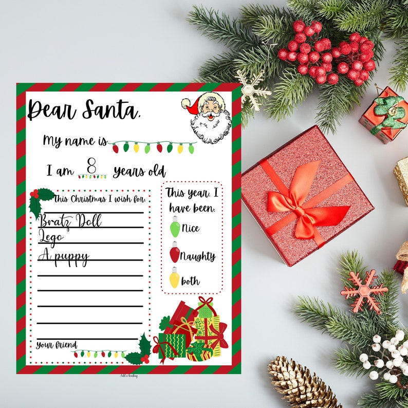 Letter to Santa Claus | Christmas Wish List | Christmas Printable for ...