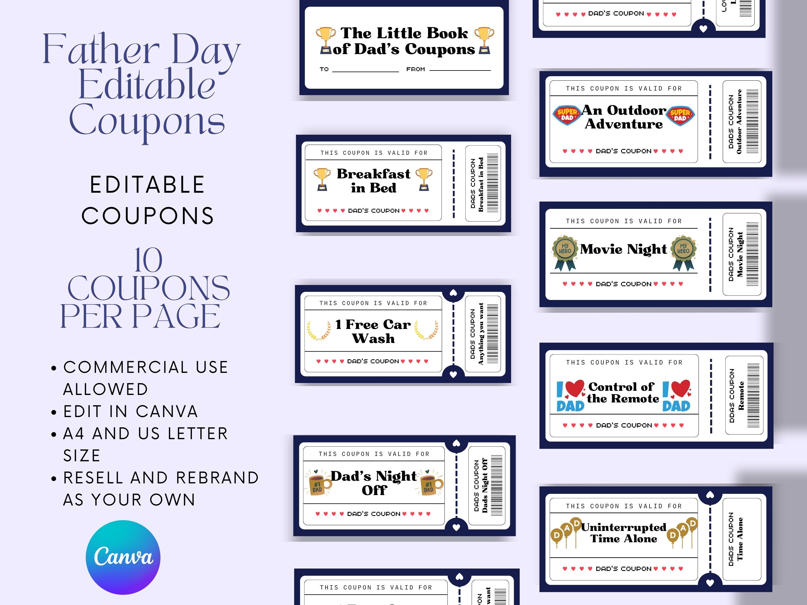 Father's Day Coupons Book Printable Father's Day Gift Coupon Book for ...