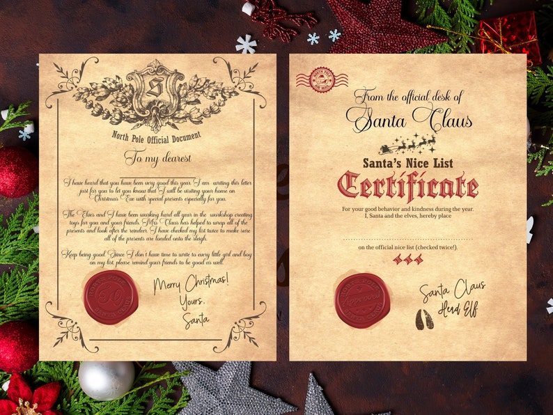 Instant Download Editable Santa Letter and Nice List Certificate ...