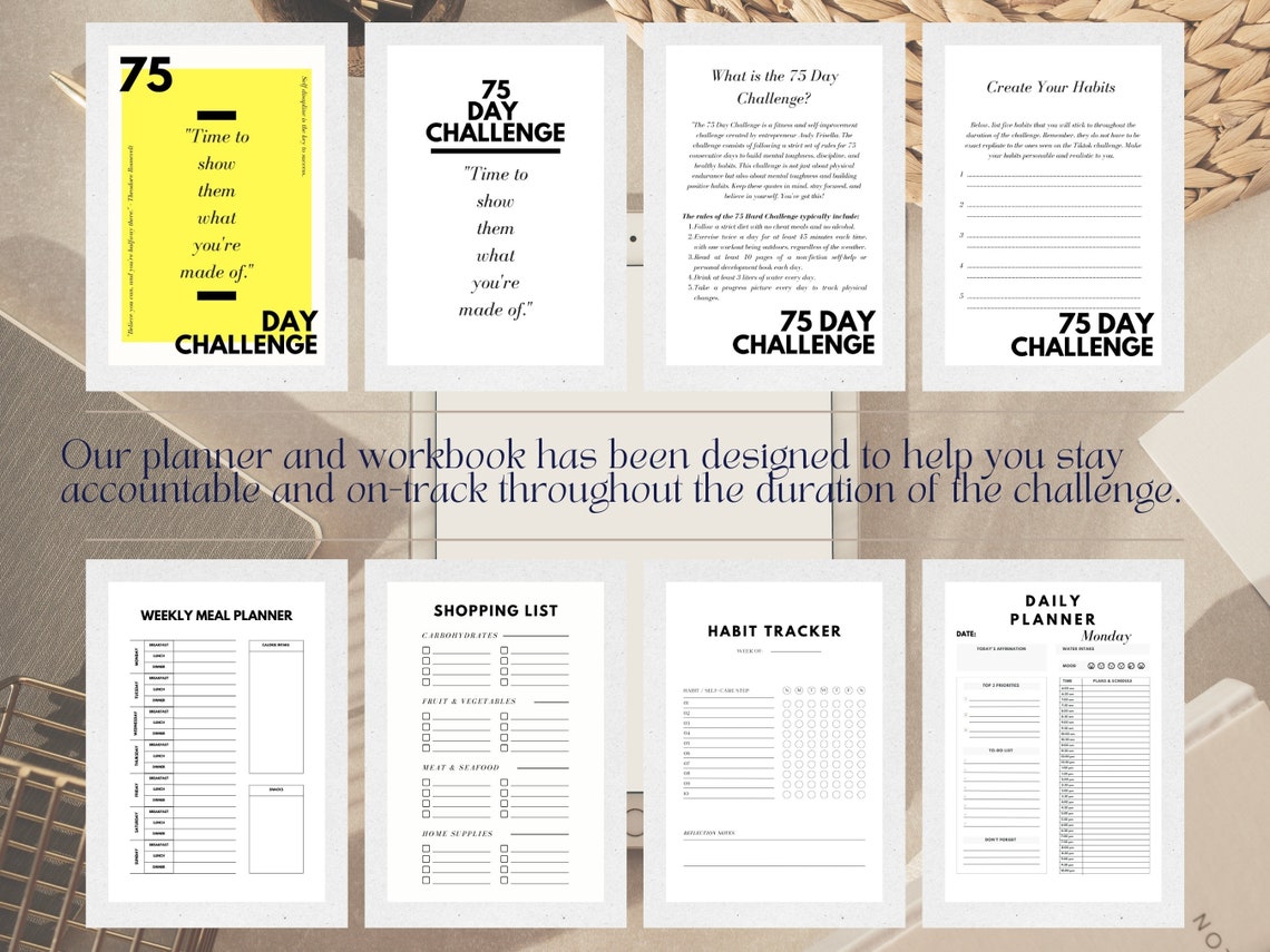 75 Hard Challenge Planner and Journal 75 Hard Challenge Fitness Tracker ...