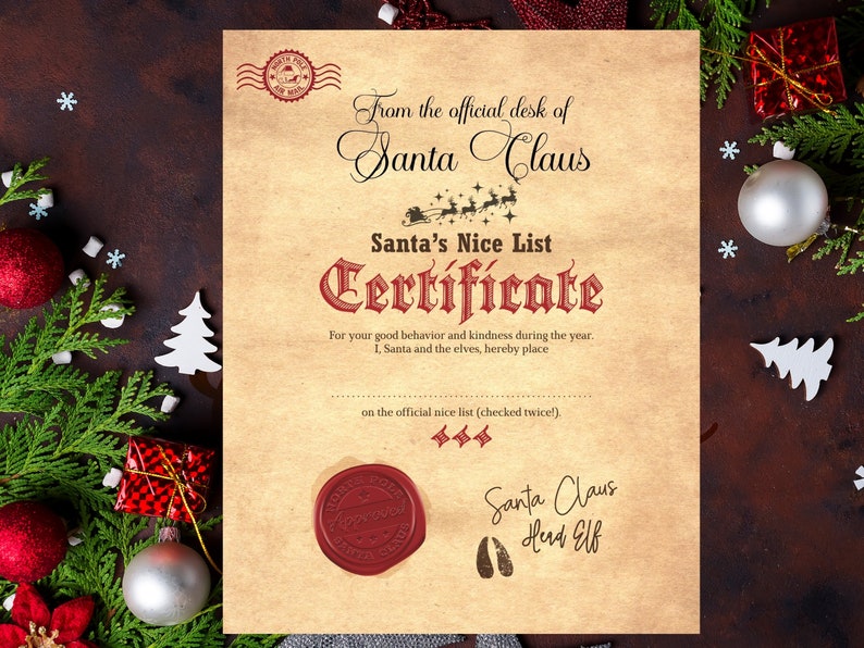Instant Download Editable Santa Letter and Nice List Certificate ...