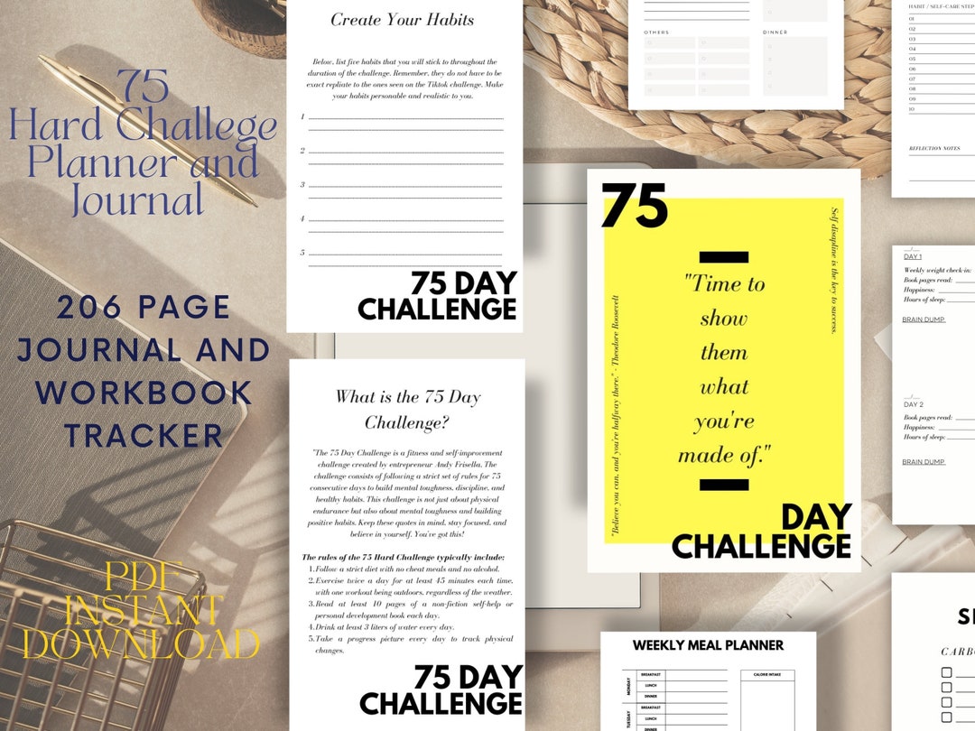 75 Hard Challenge Planner and Journal 75 Hard Challenge Fitness Tracker ...