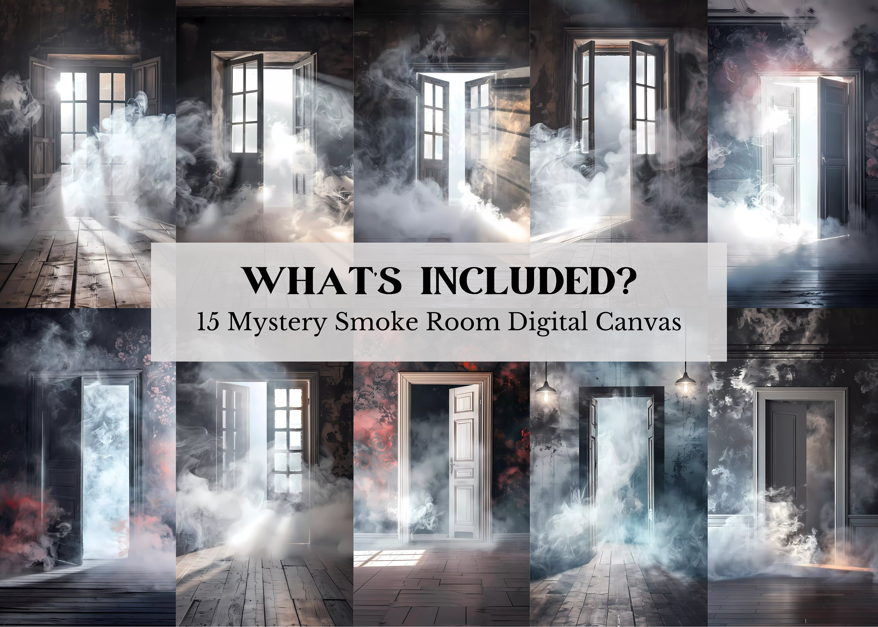15 Studio Digital Backdrops Mystery Smoke Room Door Digital Backgrounds ...