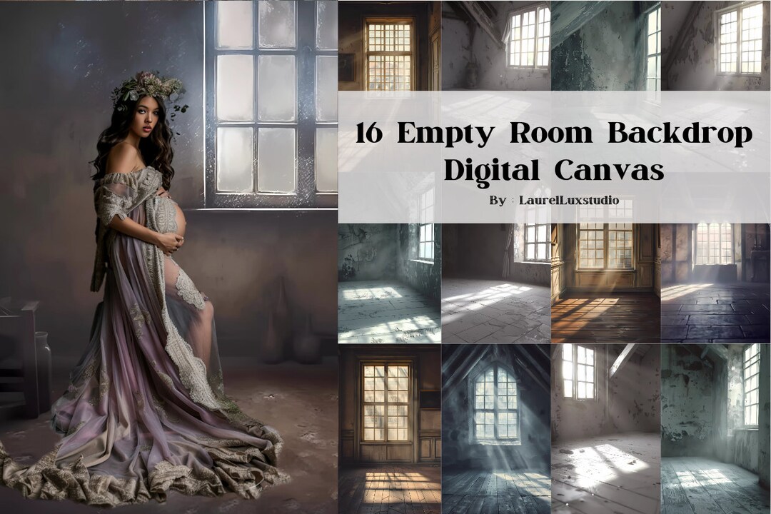 Empty Room Backdrop 16 Digital Canva 16 Studio Digital Backgrounds ...