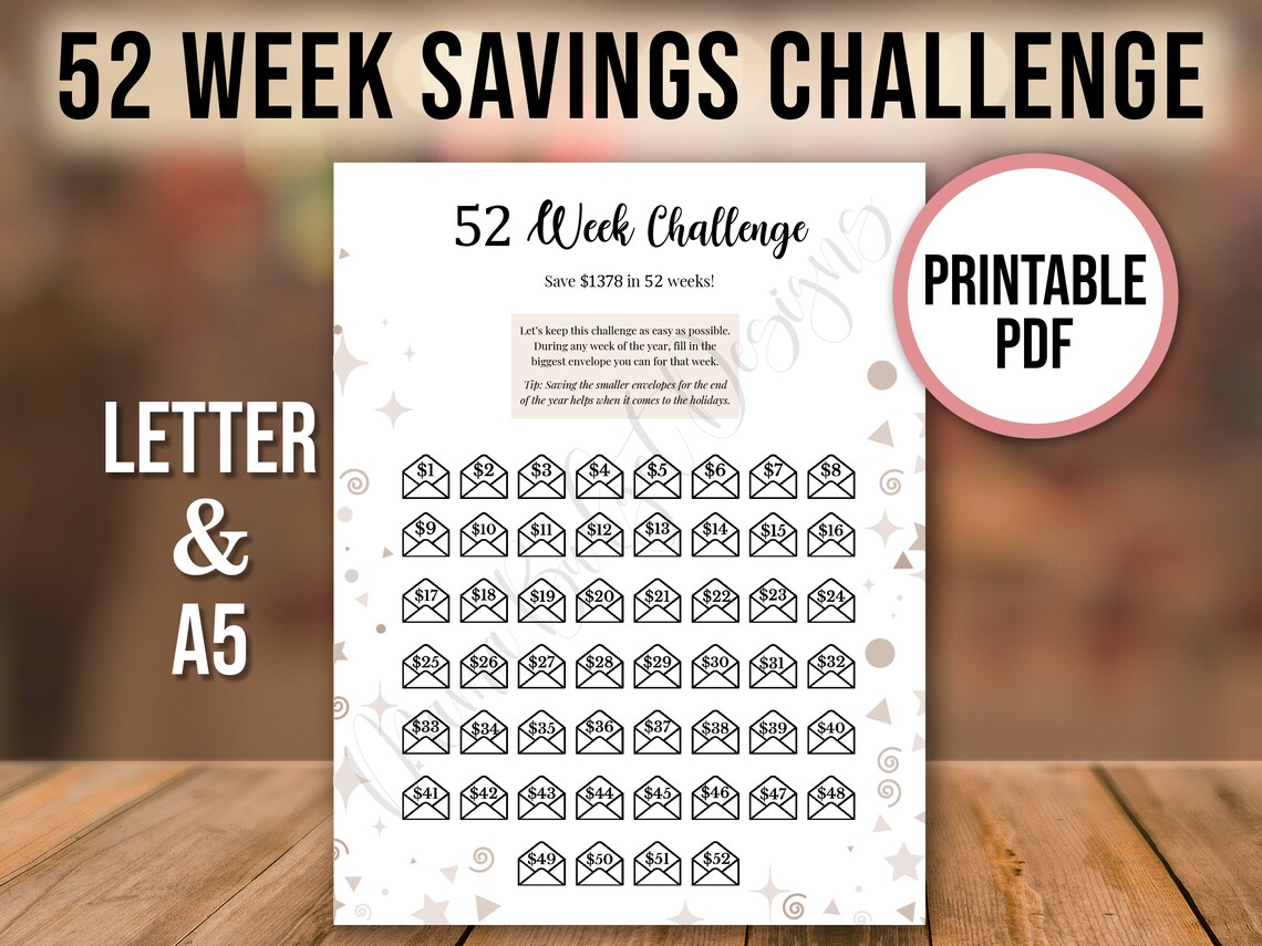 52 Weeks Savings Tracker, Printable Tracker, Budget Planner, Savings ...
