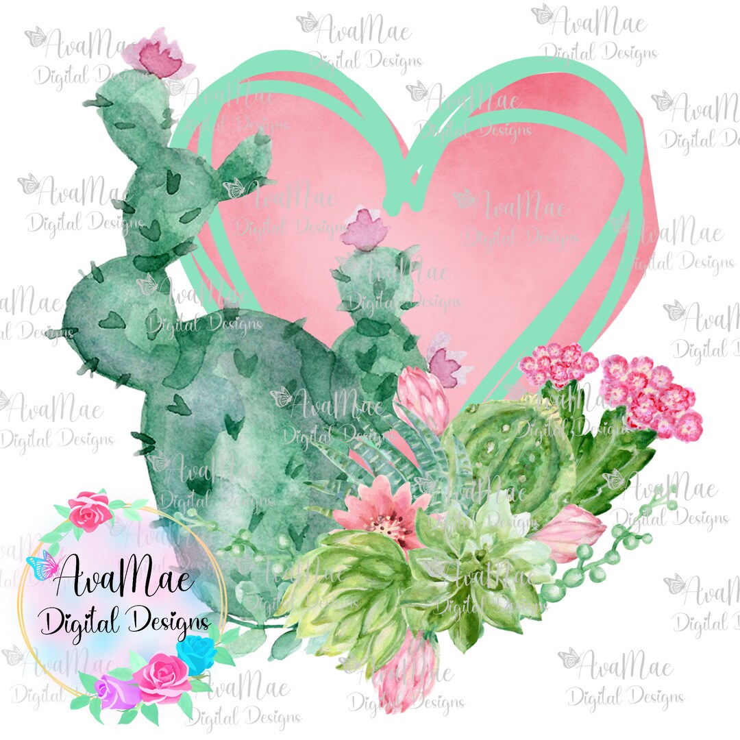 Cactus Heart Png Sublimation Design Digital Download - Etsy