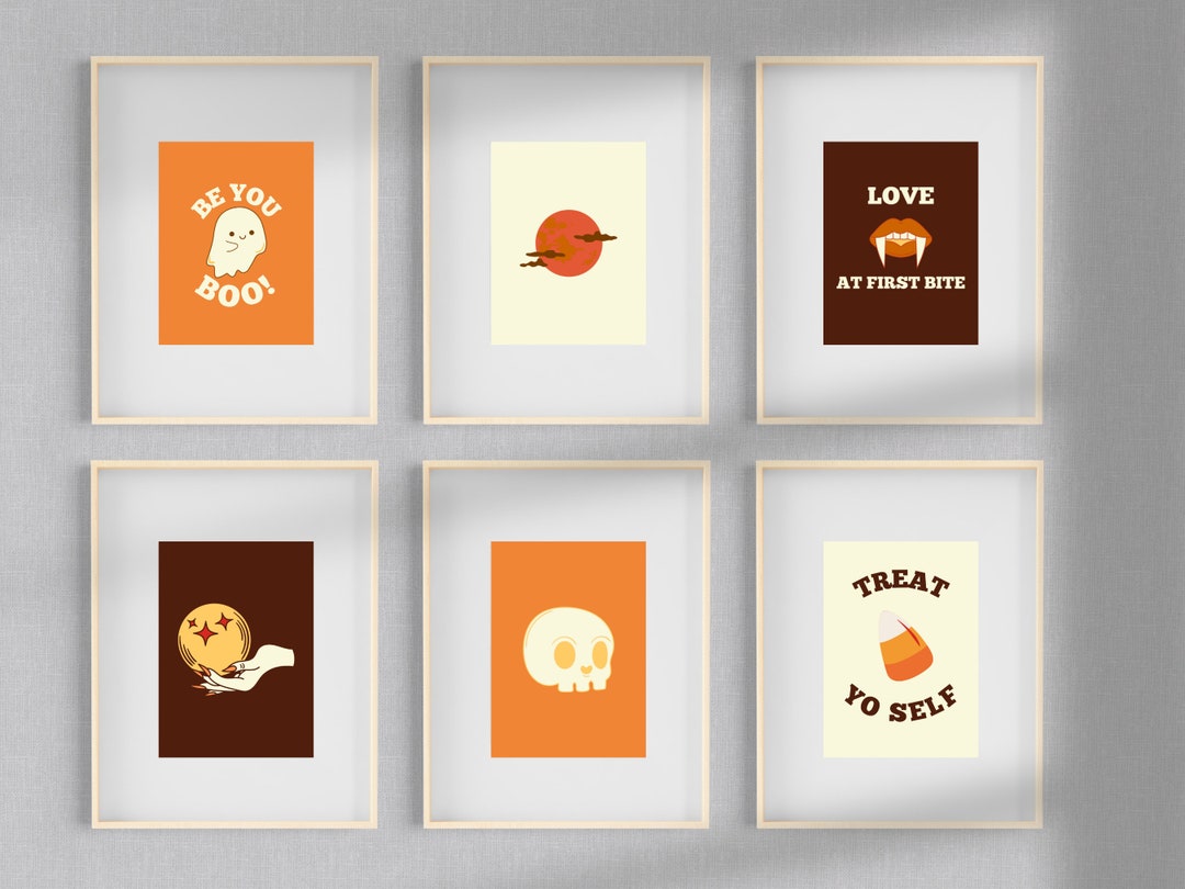 Halloween Set of 6 Prints, Halloween Wall Art, Halloween Printable Wall ...
