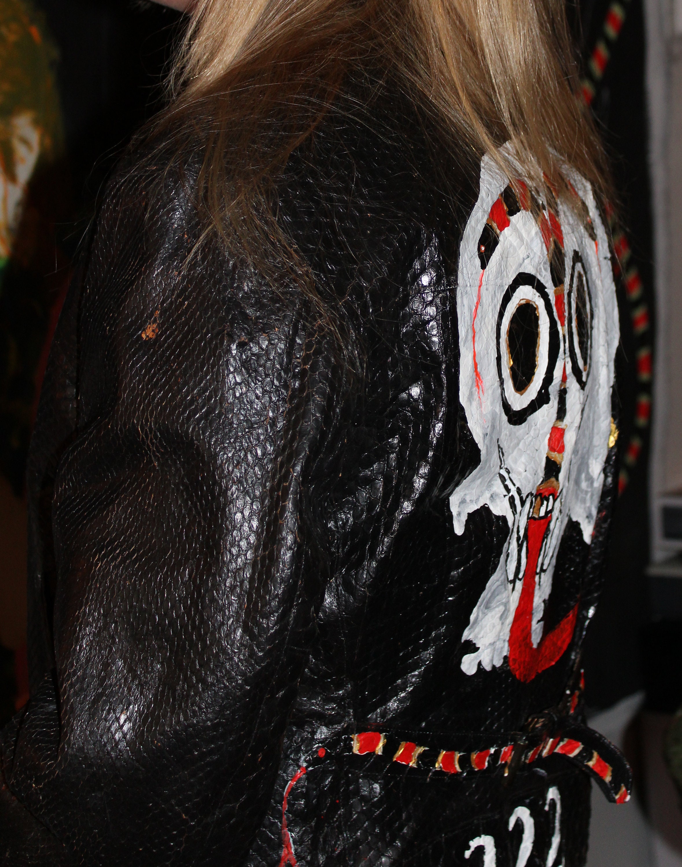 Snakeskin Leather Jacket Voodoo Skull Hand Painted Michael Houghton ...