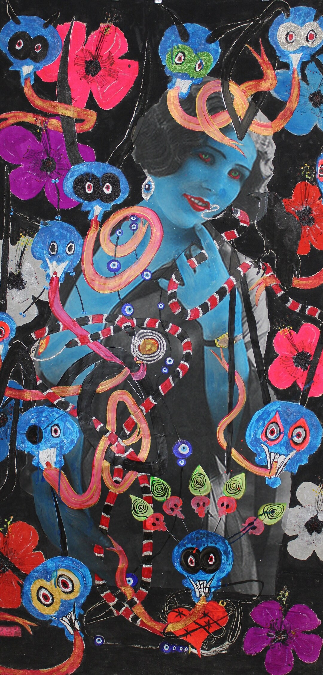 Blue Woman Movie Queen Hollywood Vamp Acrylic Mixed Media Original ...