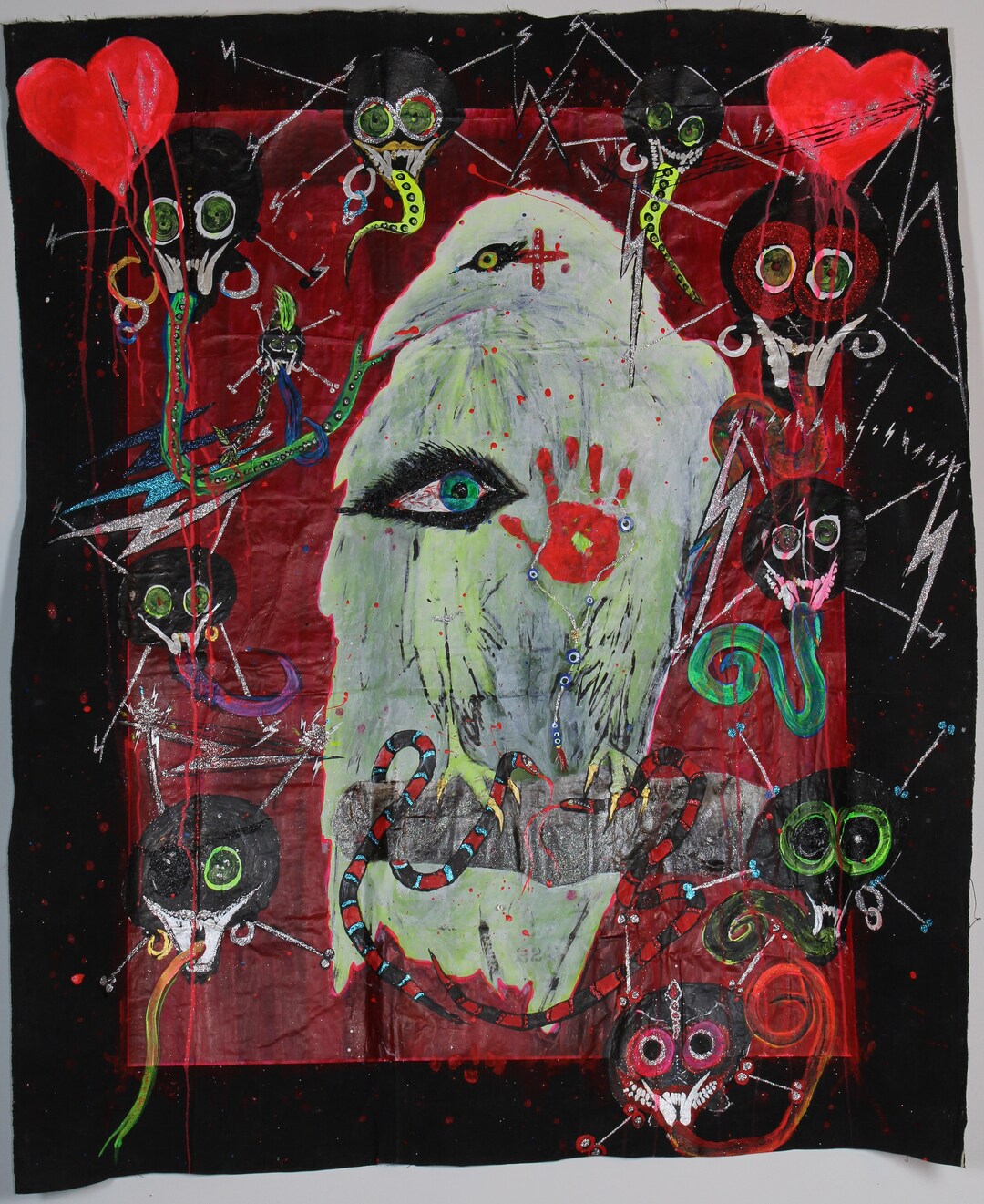 Ghost Raven the Native Rock Art Acrylic Mixed Media Original Painting ...