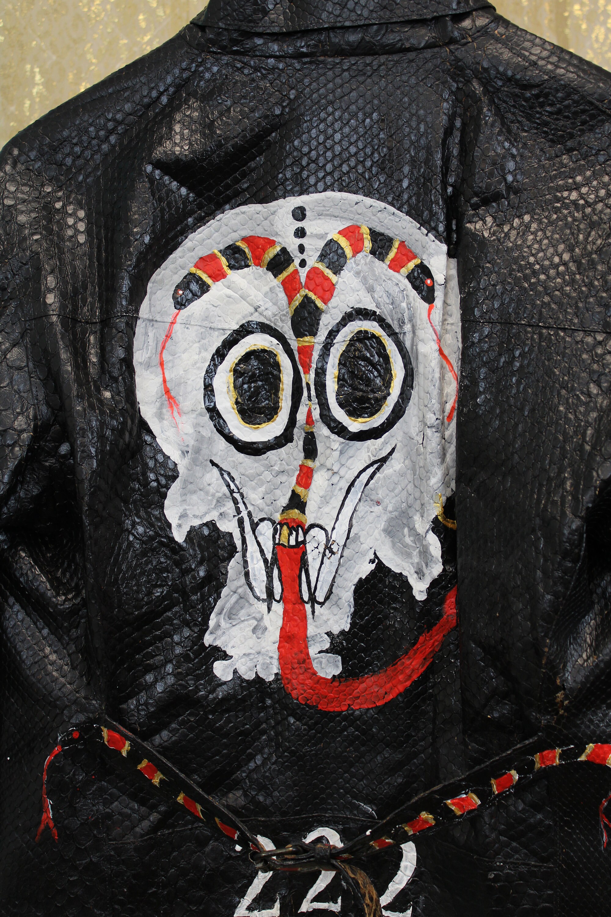 Snakeskin Leather Jacket Voodoo Skull Hand Painted Michael Houghton ...