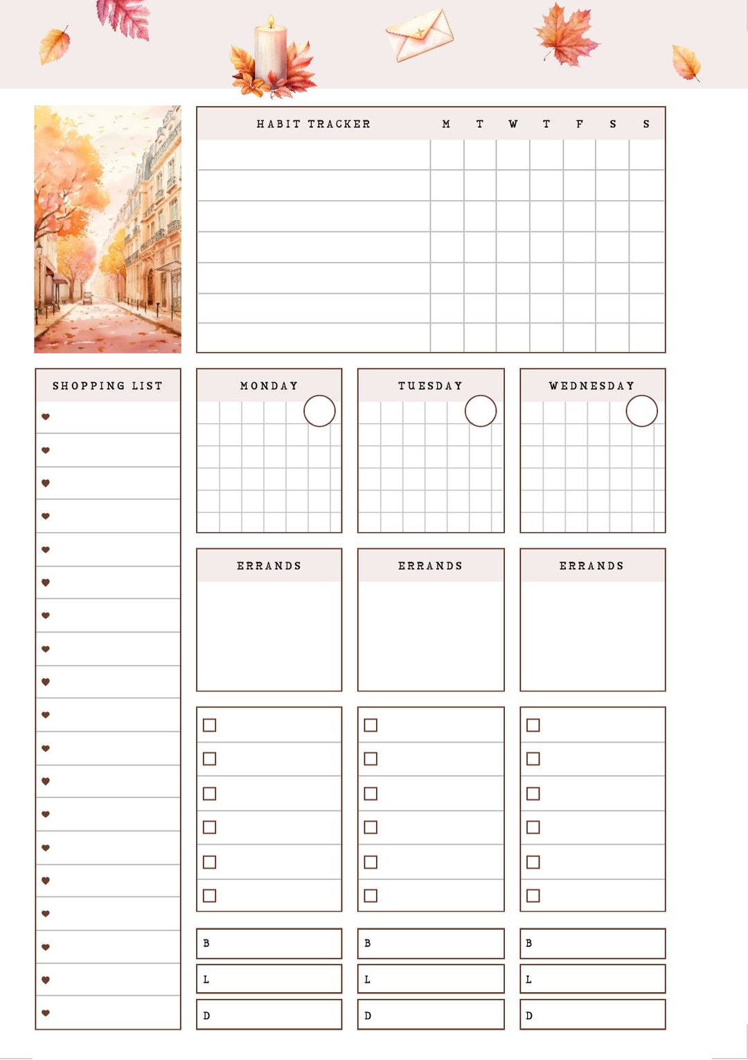 Fall Themed Weekly Planner Template Undated - Etsy