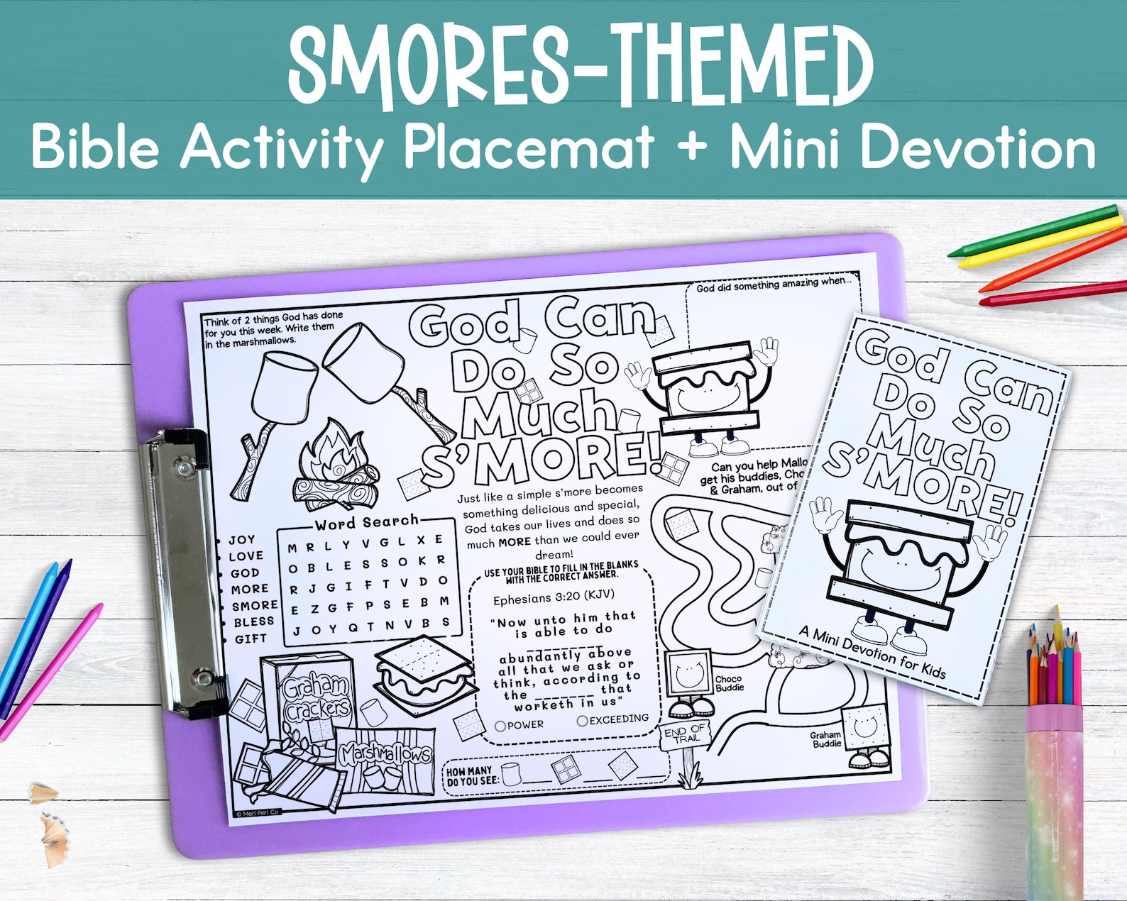 Smores Themed Bible Activity Set Kids' Sunday School, Summer Bible ...