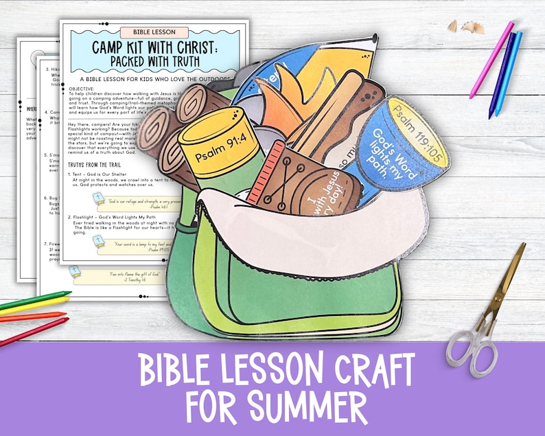 Camping-themed Bible Lesson Craft for Summer, Build a Camp Kit Activity ...