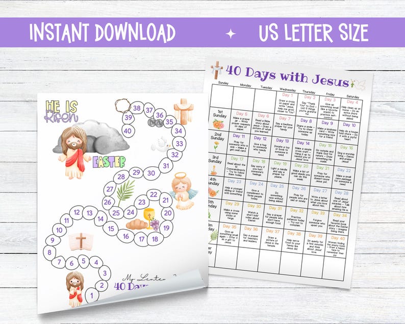 40 Days With Jesus Lenten Calendar, Lent Activities for Christian Kids ...