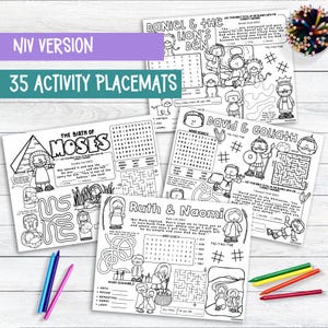 OLD TESTAMENT Bundle Activity Placemat, Bible Stories Coloring Placemat ...