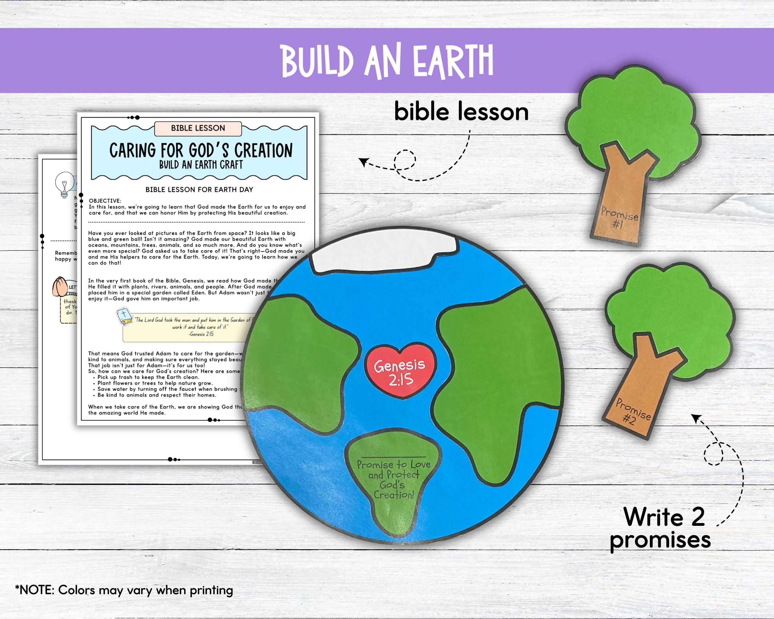 Earth Day Bible Lesson Craft, Build an Earth Craft Activity for ...