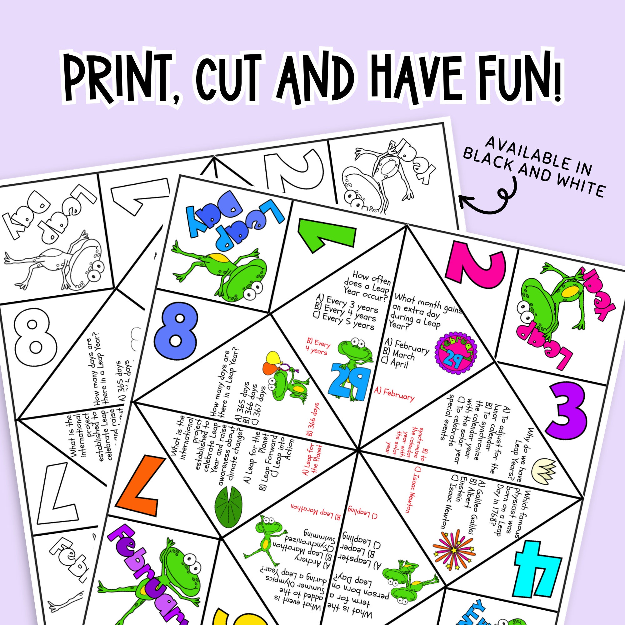 Leap Year Cootie Catcher - Leap Day, February 29 Paper Fortune Teller ...