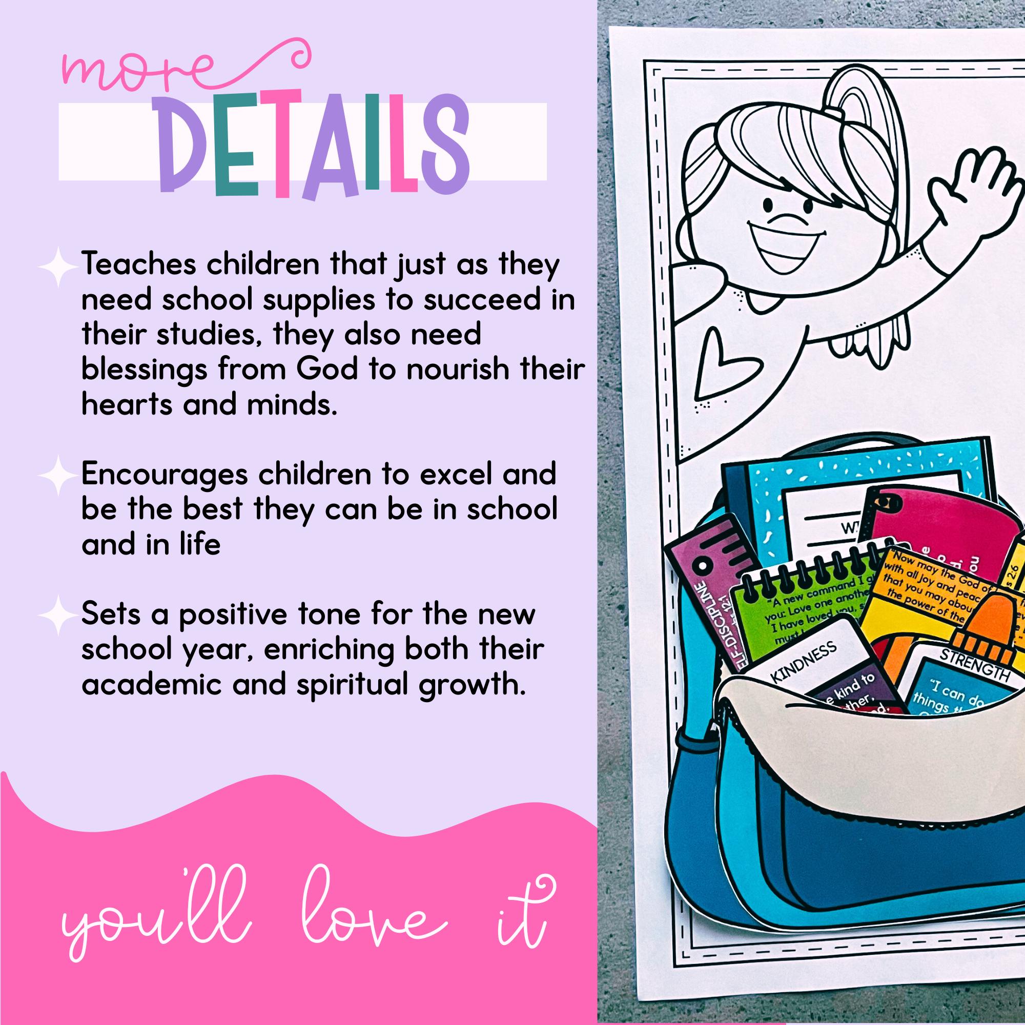 Back to School Bible Lesson Craft, Backpack of Blessings Craft Activity ...