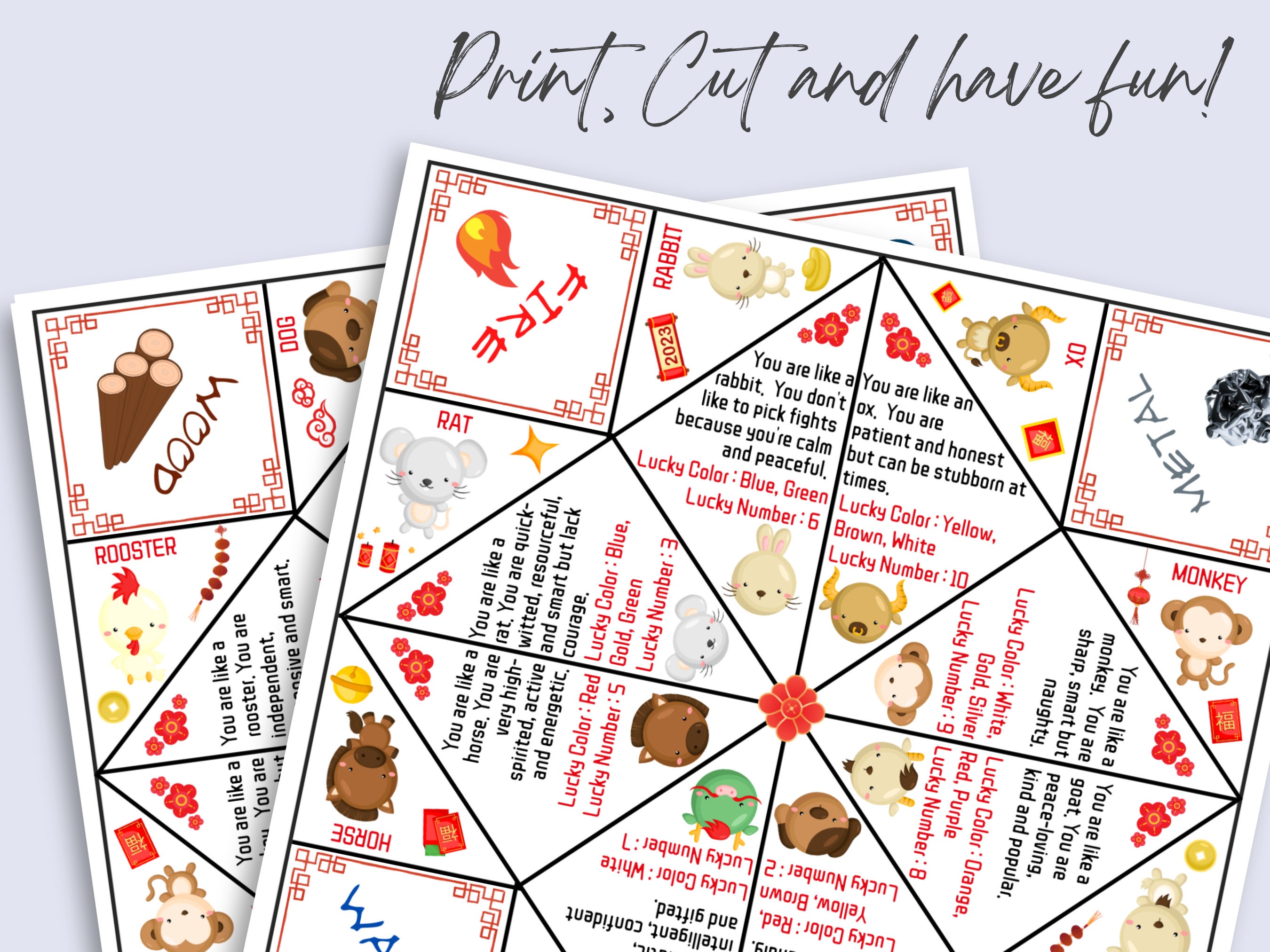 Lunar New Year Cootie Catcher Chinese New Year Paper Fortune - Etsy