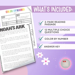 Noah's Ark Color by Number Activity Fun Kids' Educational Kit Bible ...