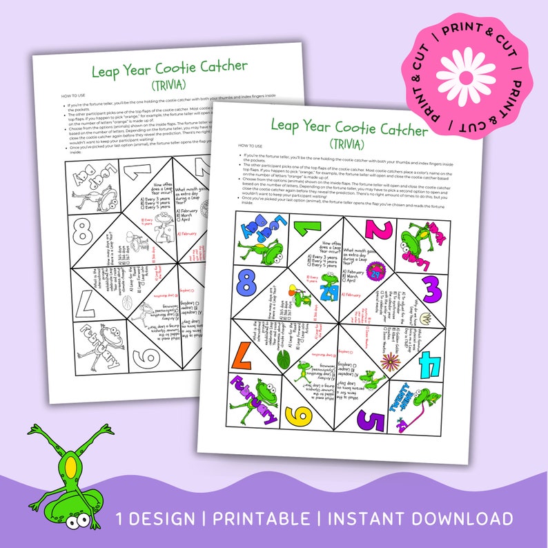 Leap Year Cootie Catcher Leap Day, February 29 Paper Fortune Teller ...