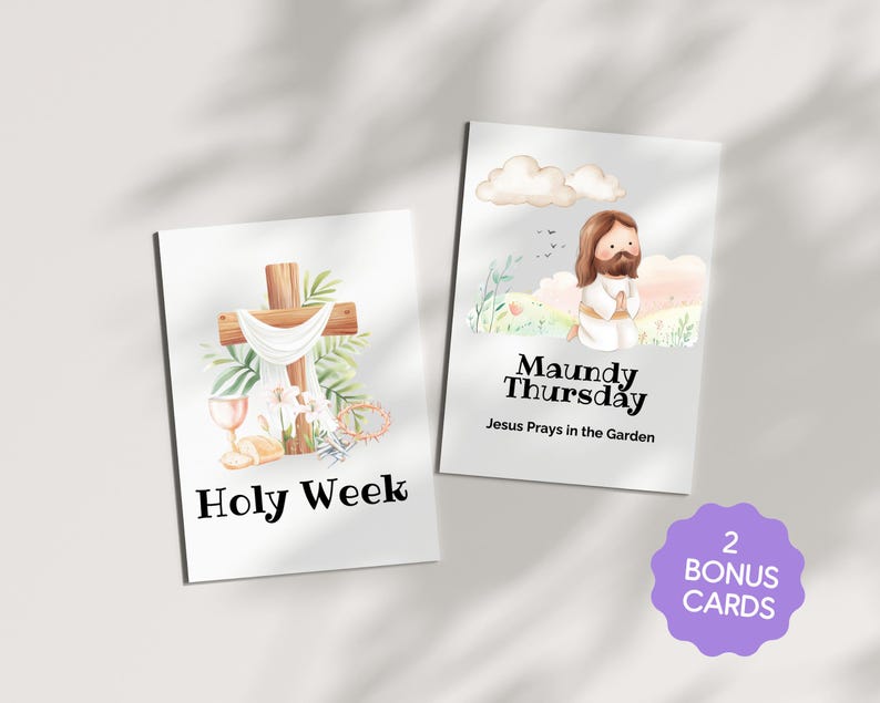 Holy Week Study Cards for Kids and Teens, Easter Week Countdown Perfect ...
