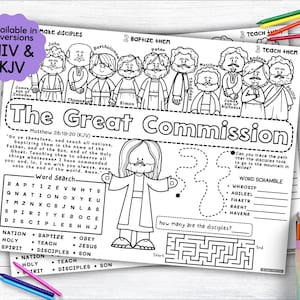 The Great Commission Activity Placemat, Jesus Bible Story Coloring ...