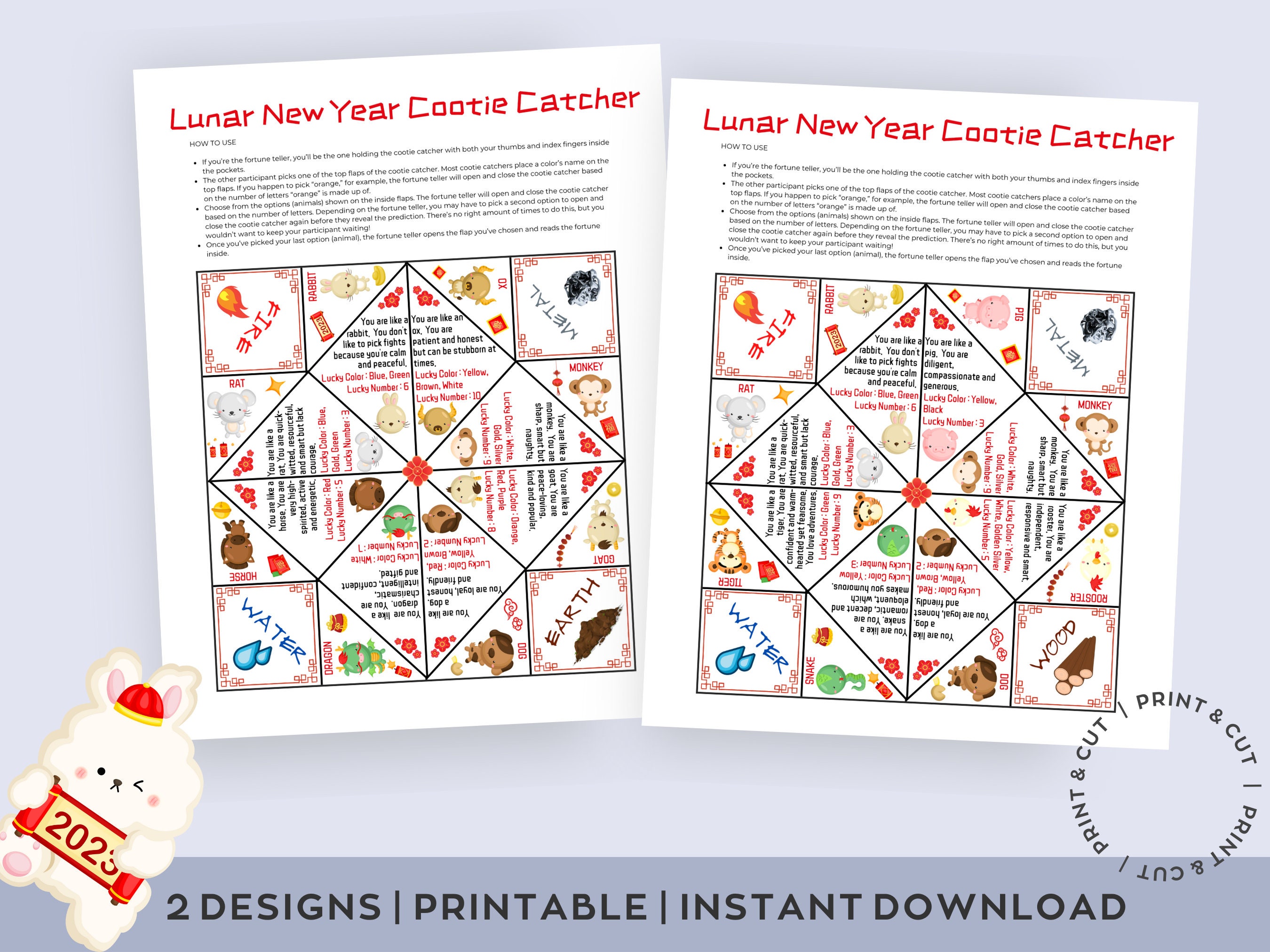 Lunar New Year Cootie Catcher Chinese New Year Paper Fortune - Etsy