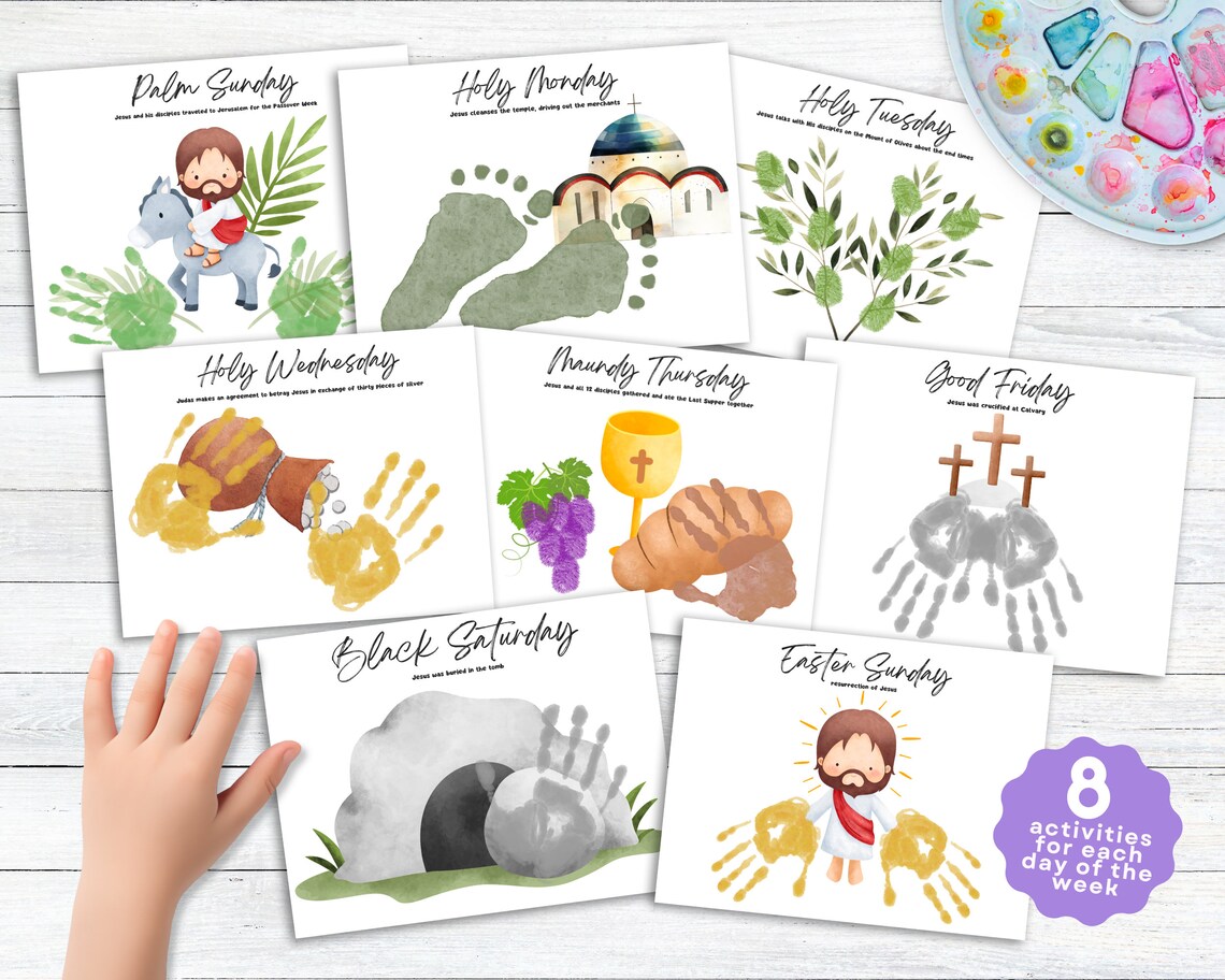 Easter Story Handprint Art Craft - Lent, Holy Week Footprint ...