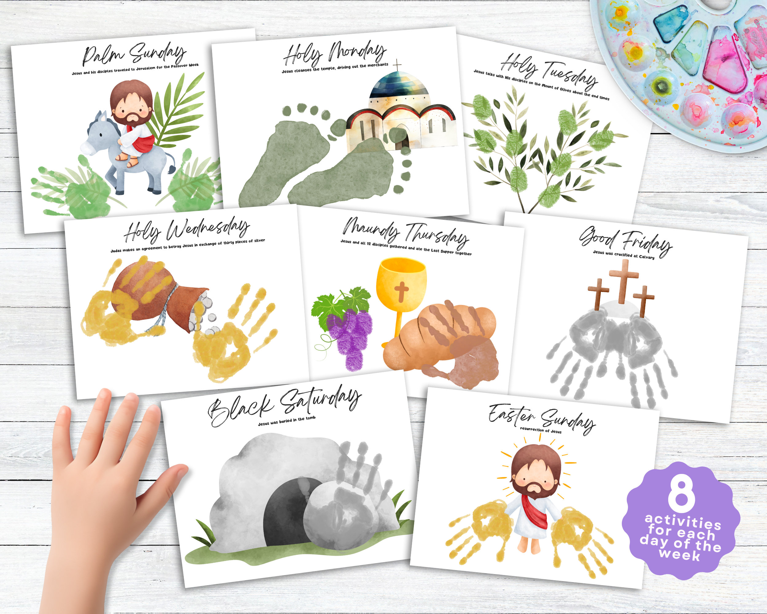 Easter Story Handprint Art Craft - Lent, Holy Week Footprint ...