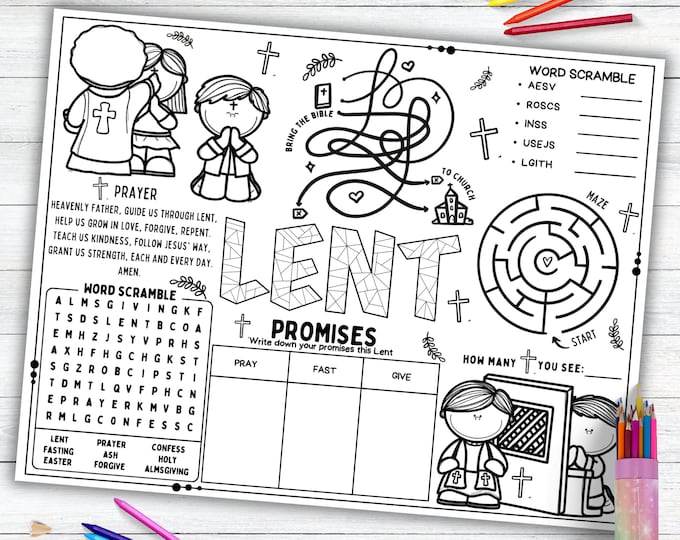 Lent Coloring Activity Sheet for Kids, Printable Lent Bible Activity ...