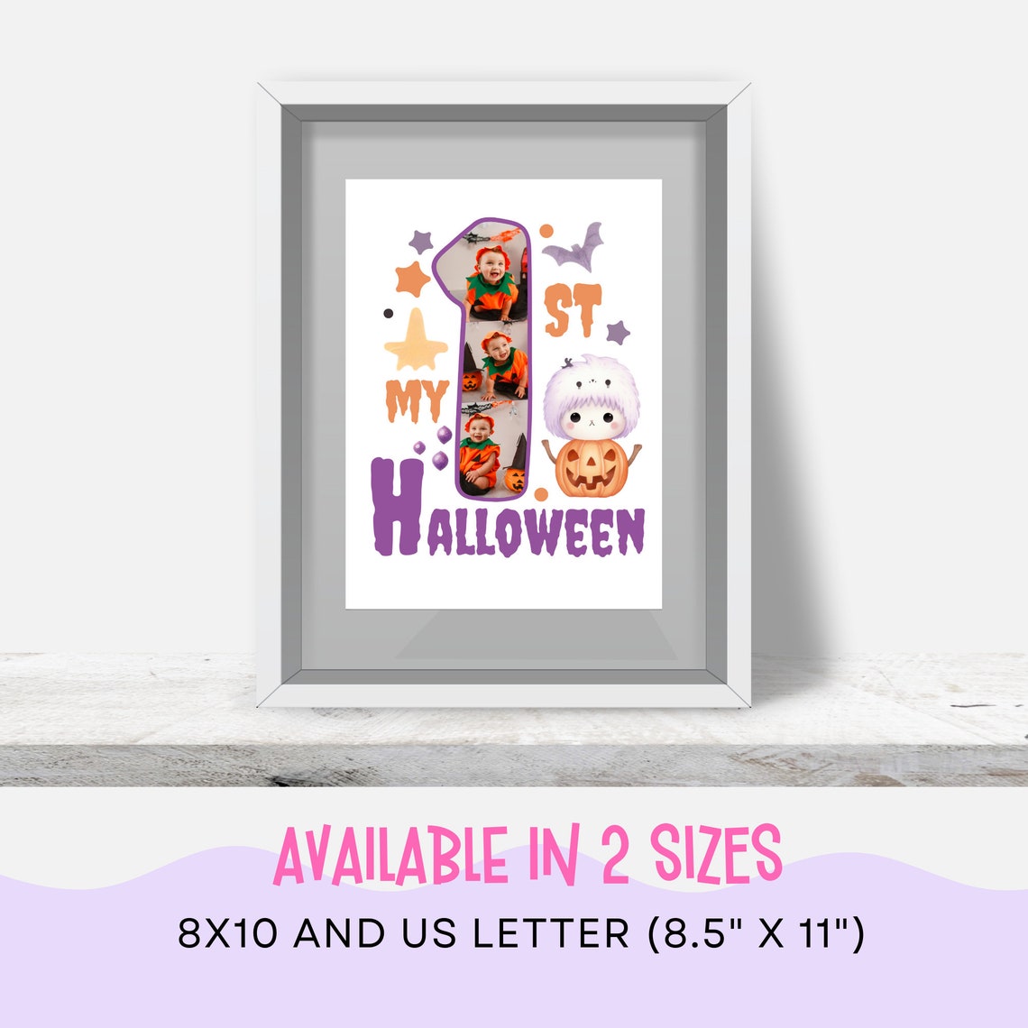 Custom First Halloween Portrait Photo Collage Canva Template Editable ...